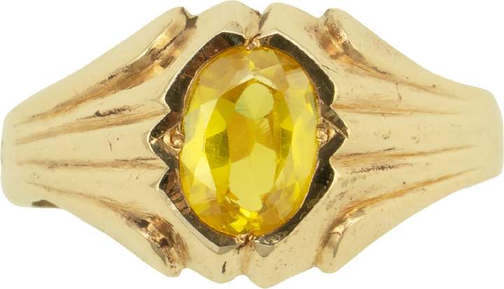 Naveen metal works Panchaloha Impon yellow sapphire Pushparagam stone ring for Men and Women Alloy Topaz Ring Price in India Buy Naveen metal works Panchaloha Impon yellow sapphire Pushparagam stone r...