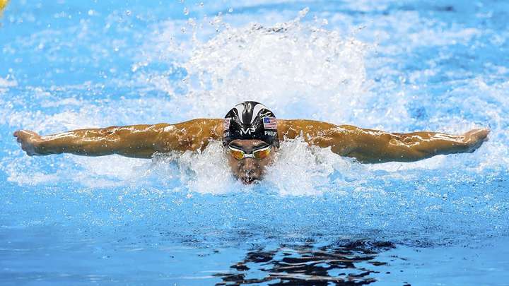 Michael Phelps Zwemmen Vlinder Behang