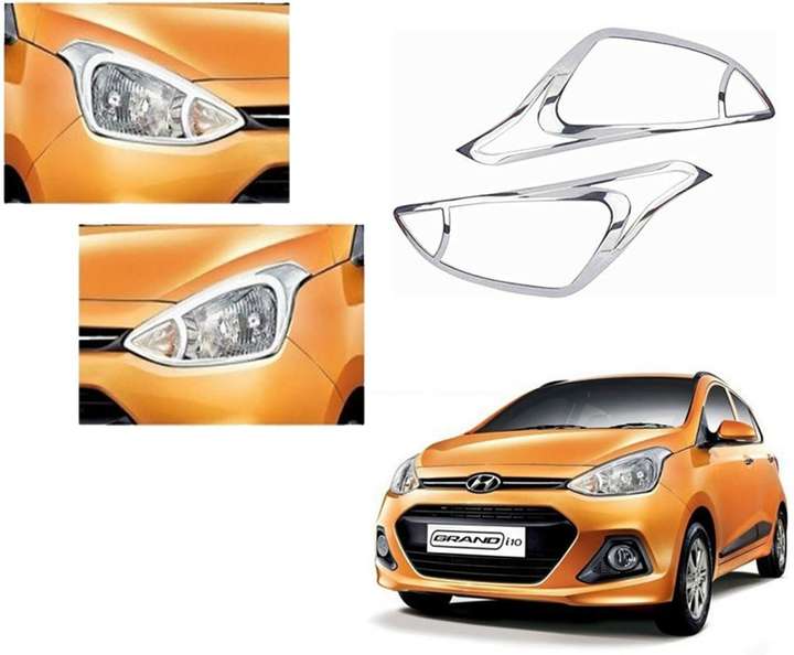 Bubu Car silver Plated chrome Headlight cover for Hyundai Grand i10 Chrome Hyundai i10 Front Garnish Price in India Buy Bubu Car silver Plated chrome Headlight cover for Hyundai Grand i10