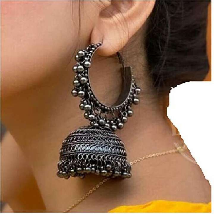 Black metal earrings flipkart store