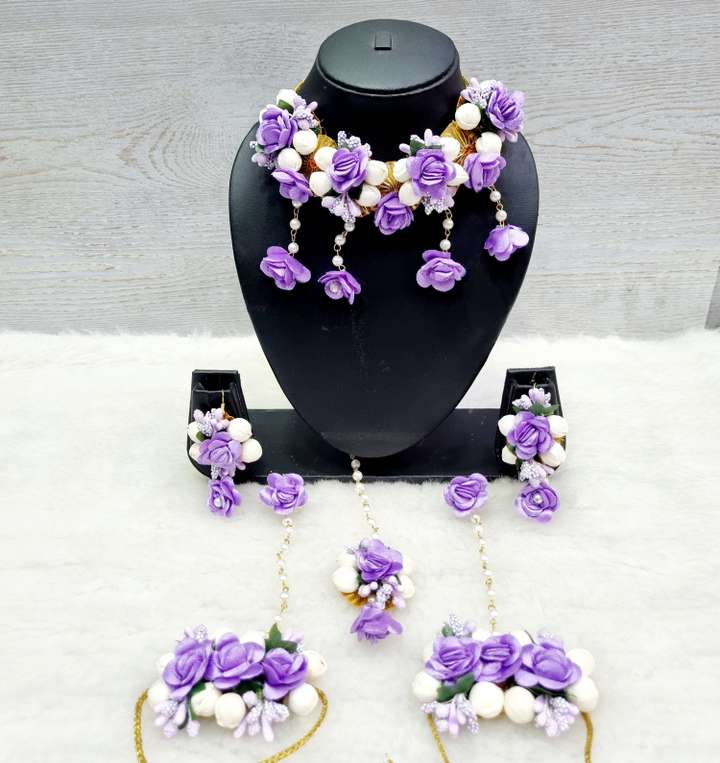 kalp creations Fabric Purple Jewellery Set