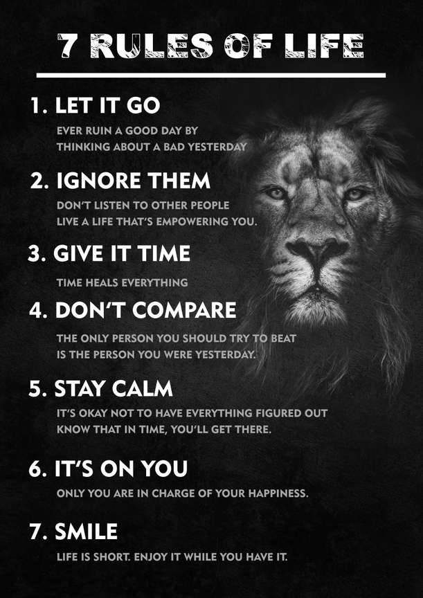 Rule Of Life Quotes Rules Of Life Inspirational Wall Art Motivational