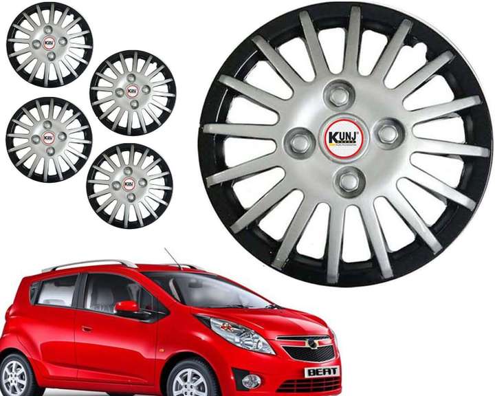 Kunj Autotech 14 Inch Wheel Cover Cap for Beat Silver Black Wheel Cover For Chevrolet Beat Price in India Buy Kunj Autotech 14 Inch Wheel Cover Cap for Beat Silver Black