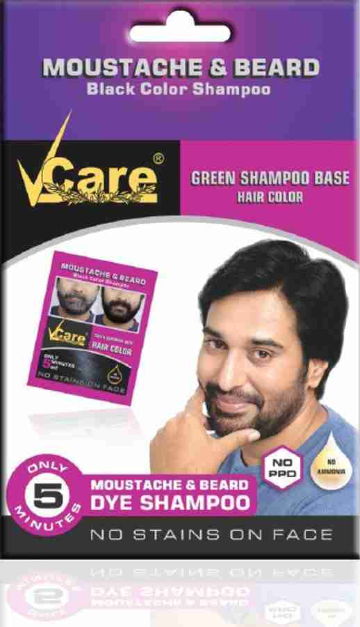 Vcare Moustache and Beard color shampoo for Men Black Natural Hair Color Pack Of 10 Black Price in India Buy Vcare Moustache and Beard color shampoo for Men Black Natural