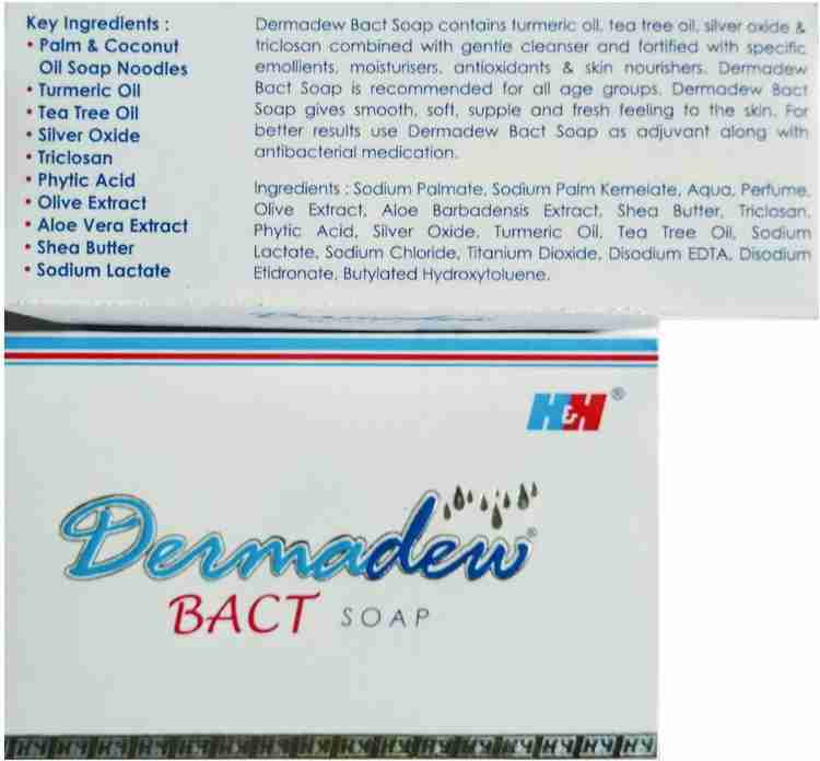 Dermadew BACT Soap pack of 4 75gm Large White Price in India Buy Dermadew BACT Soap pack of 4 75gm Large White Online In India Reviews Ratings Features Flipkart