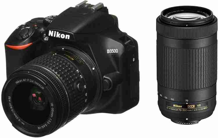NIKON D3500 DSLR Camera Body with Dual lens 18 55 mm f 3.5 5.6 G VR and AF P DX Nikkor 70 300 mm f 4.5 6.3G ED VR Price in India Buy NIKON D3500 DSLR Camera Body