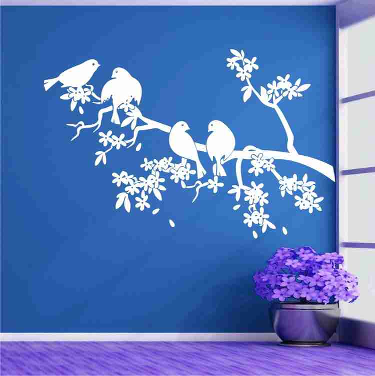Decor Solution 90 cm Birds On Tree White Wall Sticker For Bedroom Self Adhesive Sticker Price in India Buy Decor Solution 90 cm Birds On Tree White Wall Sticker For Bedroom