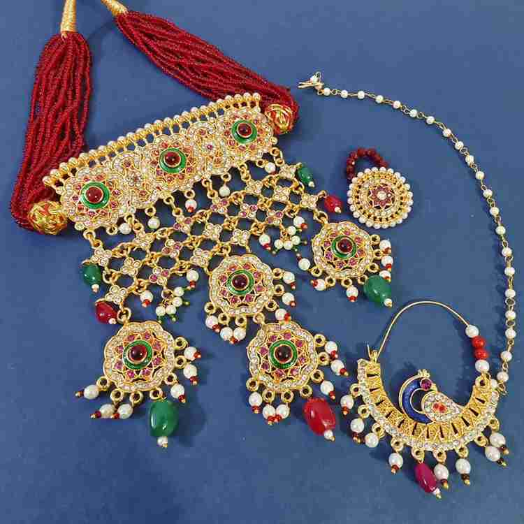 RAJASTHANI GAHANA Alloy Gold plated Red Jewellery Set Price in India Buy RAJASTHANI GAHANA Alloy Gold plated Red Jewellery Set Online at Best Prices in India Flipkart