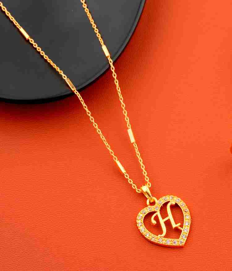 Jewel WORLD H name letter Diamond Pendant locket chain for girls women Gold plated Beads Alloy Price in India Buy Jewel WORLD H name letter Diamond Pendant locket chain for girls