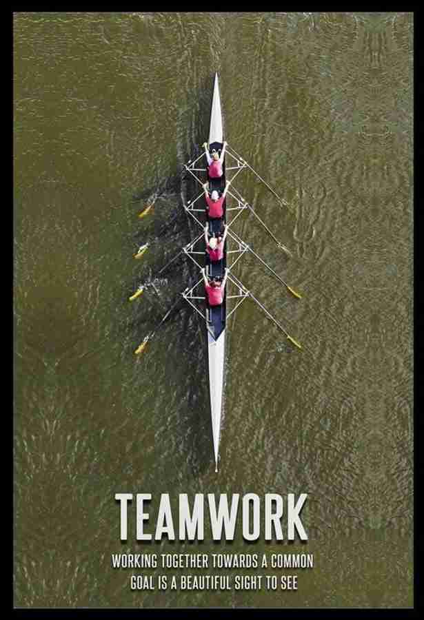 Teamwork Rowing Poster Sprint Team Kayak Canoe Quote Inspirational