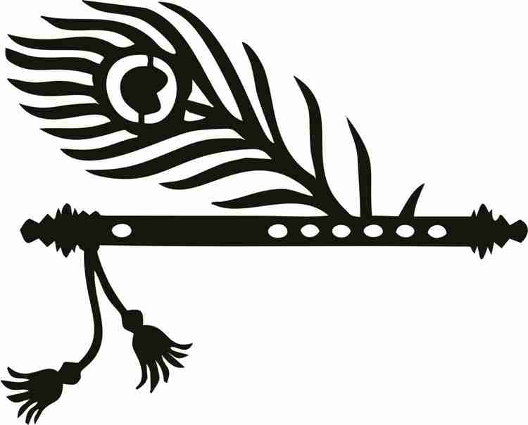 Krishna Flute Clipart Black And White