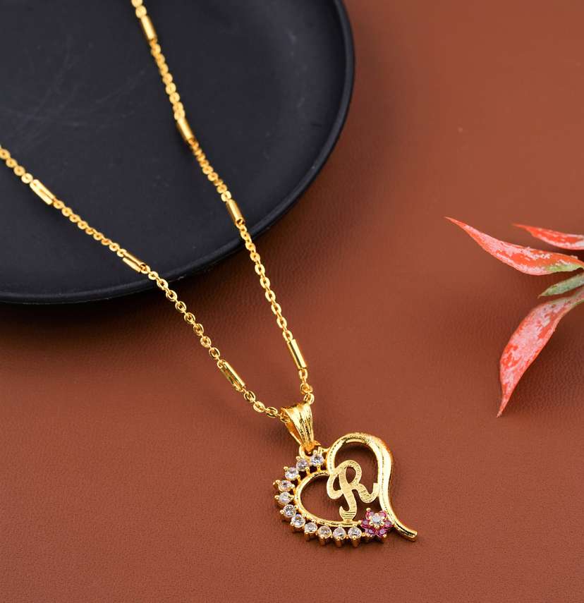 R Name Pendant Heart Shape Design Alphabet R Locket with 18 Inch Chain Gold plated Plated Alloy Necklace Price in India Buy R Name Pendant Heart Shape Design Alphabet R Locket with