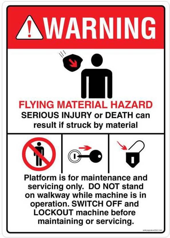 Safety Sign Store Warning: Flying Material Hazard Emergency Sign Price ...
