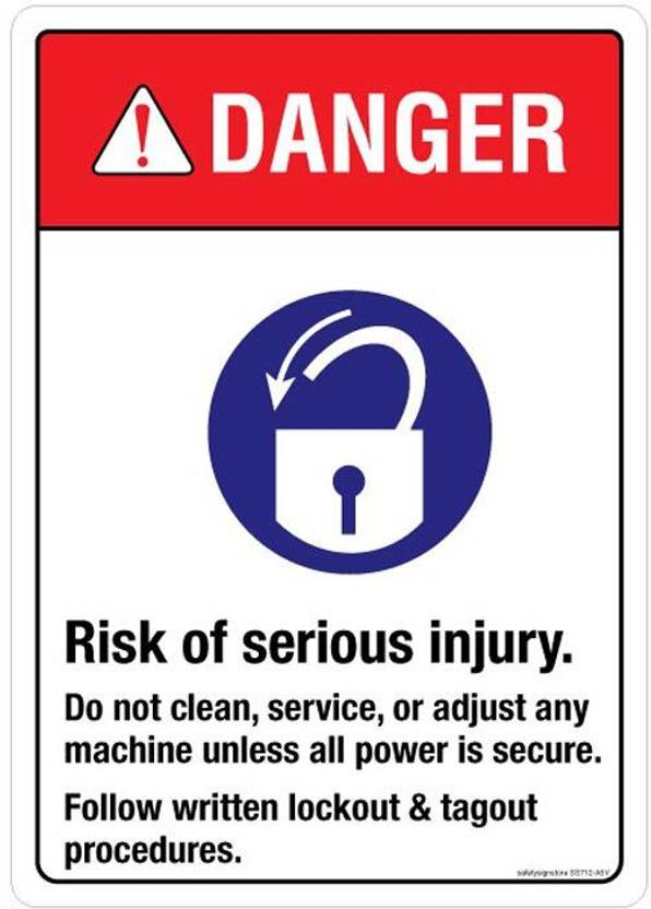 Safety Sign Store Danger: Risk Of Serious Injury Emergency Sign Price ...