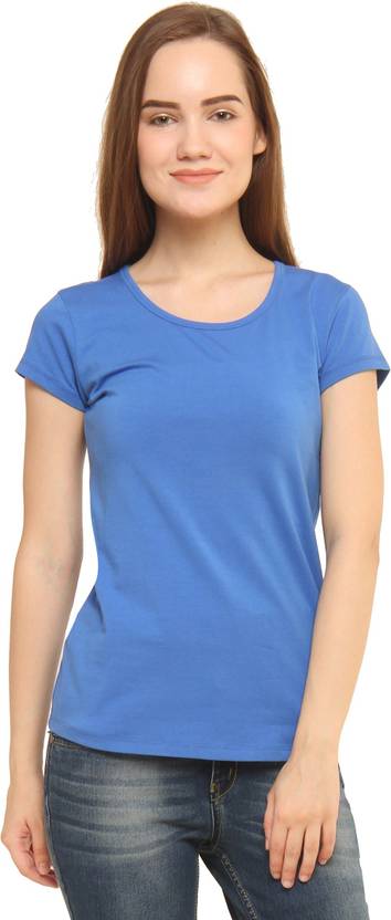 Step N Style Casual Cap Sleeve Solid Women Blue Top - Buy Step N Style ...