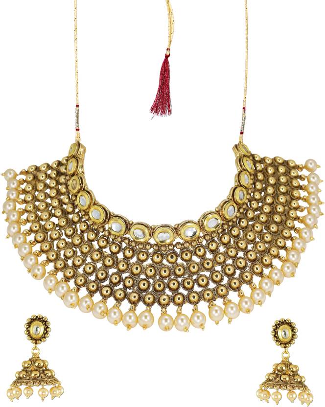 Zaveri Pearls Zinc Gold Plated Gold Jewellery Set Price In India Buy