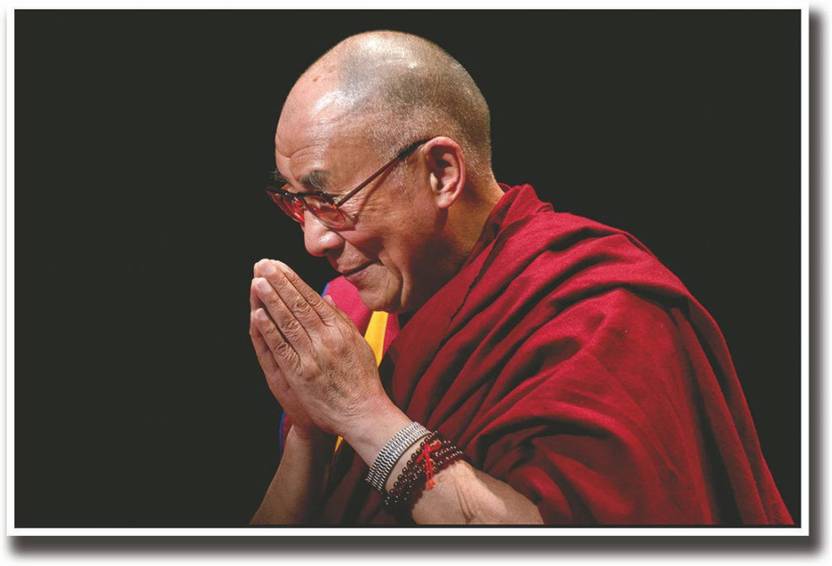 Wall Poster dalai-lama-folding-hands-aps-afbw-vf Paper Print ...
