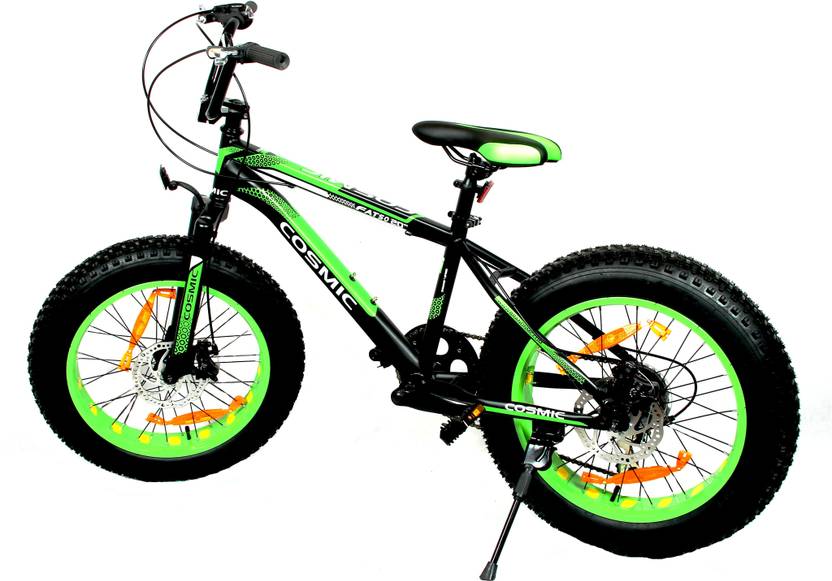 COSMIC FATSO 7 SPEED 20 INCH BICYCLE - BLACK/GREEN 20 T Fat Tyre Cycle ...