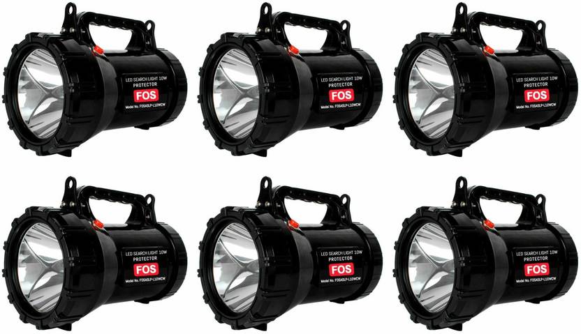 FOS LED Search Light 10W (Range 1 Km.) - PROTECTOR (PACK OF 6) Handheld ...