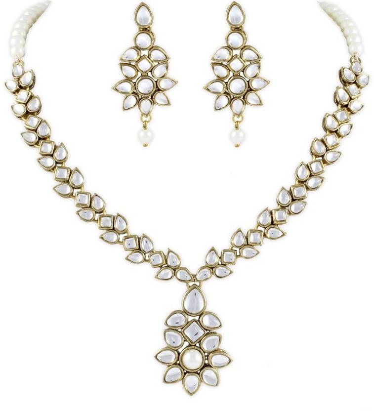 Shining Diva Brass White, Gold Jewellery Set Price in India - Buy ...