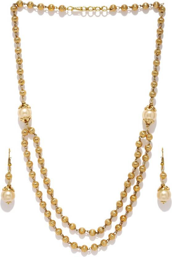 Zaveri Pearls Zinc Gold Plated Gold Jewellery Set Price In India Buy