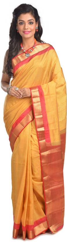 Buy Rene Woven Bollywood Dupion Silk Red, Yellow Sarees Online @ Best ...