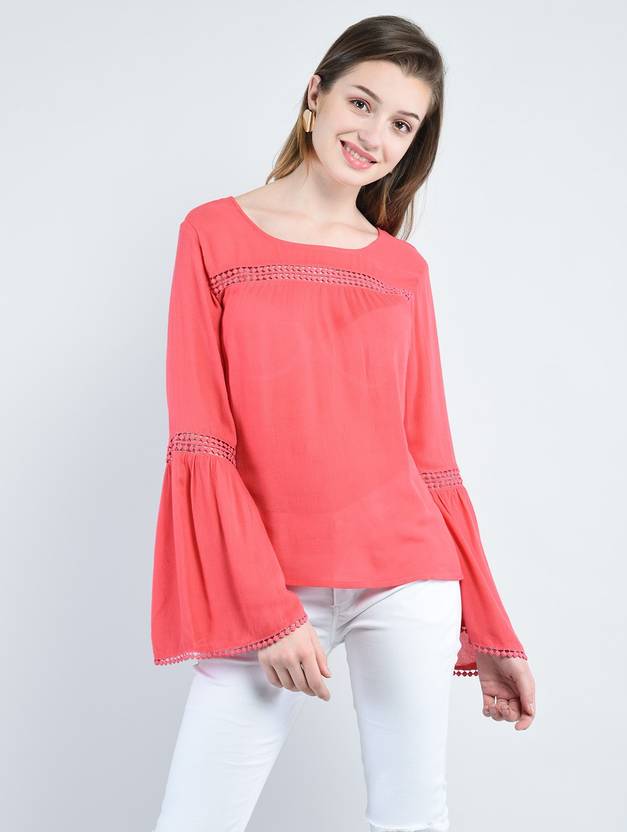 PepTrends Casual Full Sleeve Solid Women Pink Top - Buy PepTrends ...