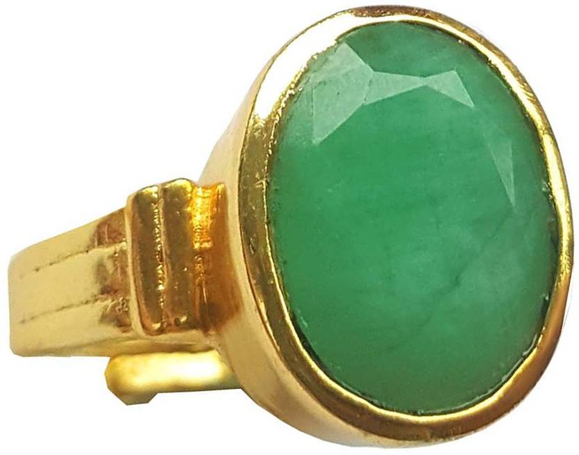 RS JEWELLERS 18K GOLD PLATED PANCHDHATU ADJUSTABLE RING STUDDED WITH NATURAL AND CERTIFIED 5.15 ...