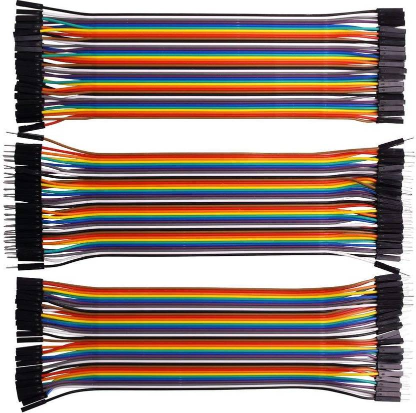 DIY 120 Pieces Jumper Wire Set 40 M-M + 40 M-F + 40 F-F Wires ...