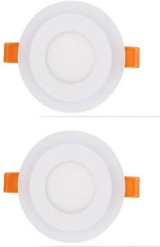GALAXY 6 watt 3+3 Round Slim panel light double colour 3D effect (Pink ...