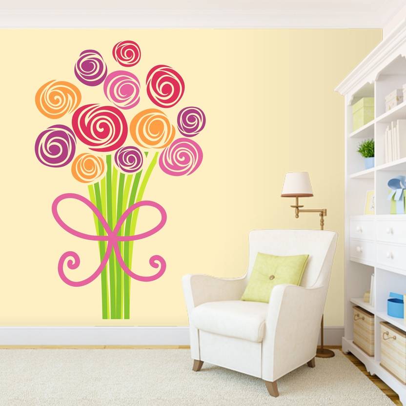 StickMe 100 cm Roses-Flower-Bouquet Wall Sticker - SM 019 Self Adhesive ...