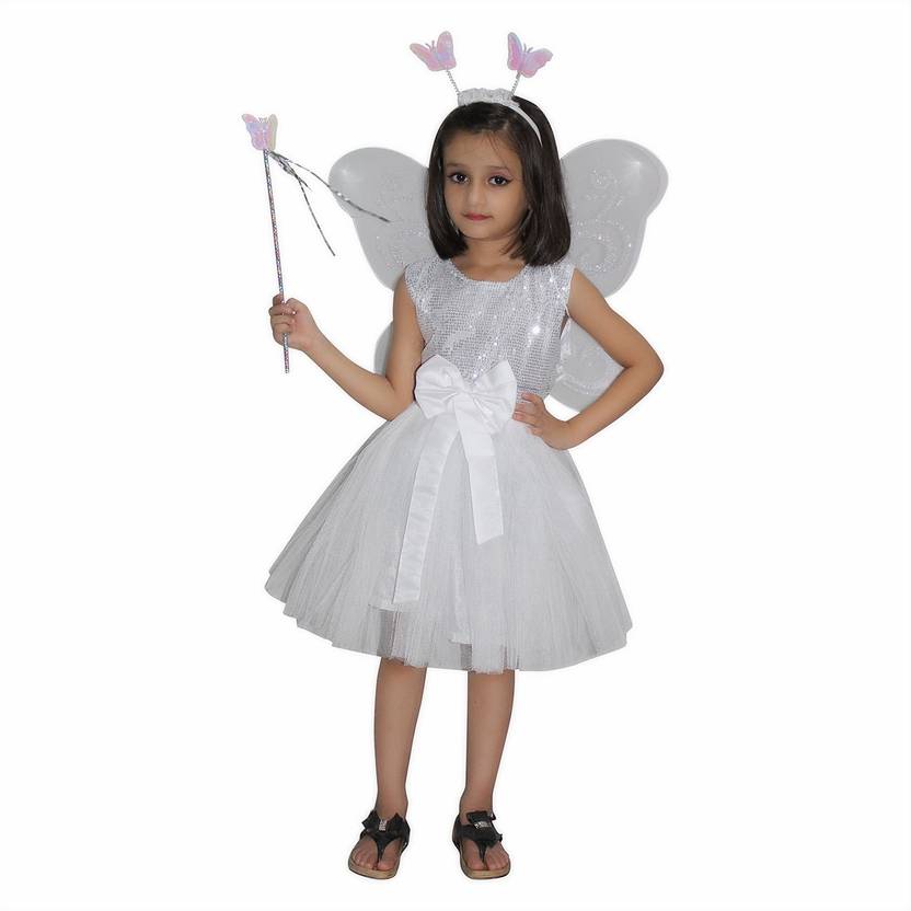 Kaku Fancy Dresses White Butterfly Insect Costume White 7 8 Years