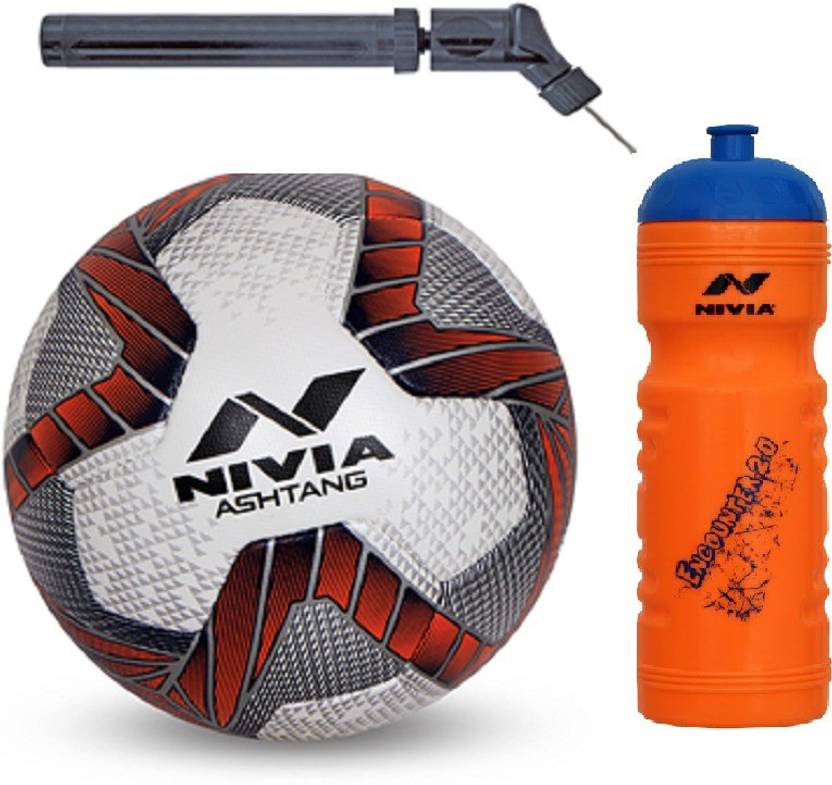 NIVIA Ashtang Football + Encounter 2.0 Sipper + Double action Pump Kit ...
