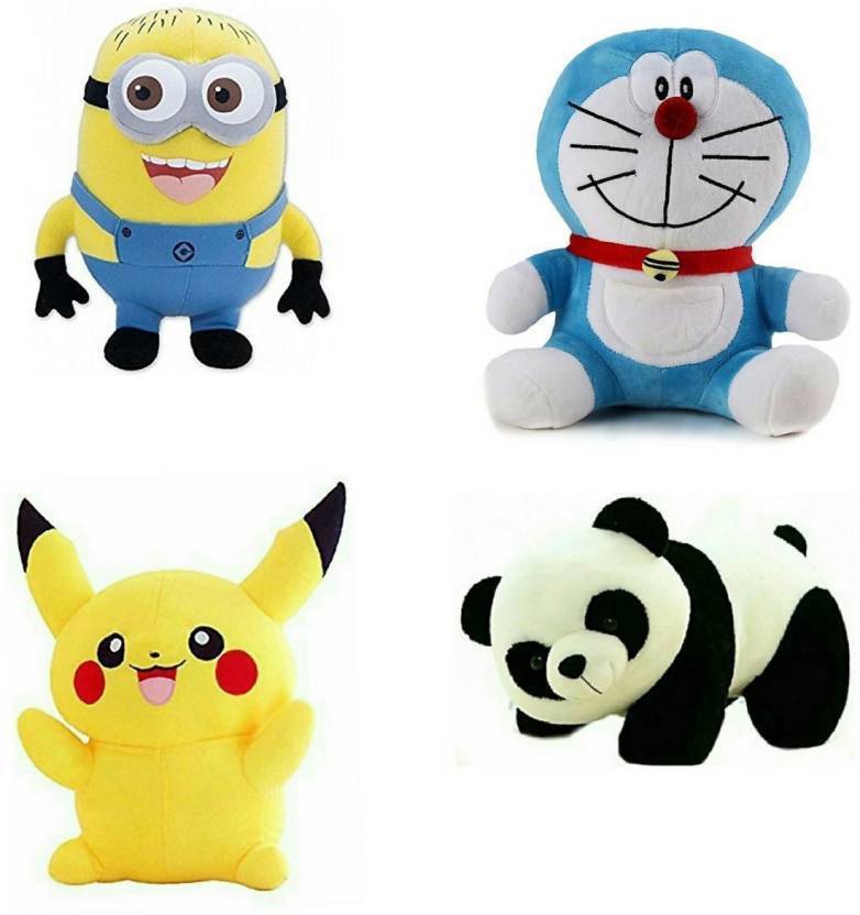 popo Minion-20 cm And Doremon-25 cm Panda- 20 cm And Pikachu - 25 cm ...