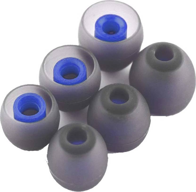 YTM 6 Pcs (3 Pair) Blue , Grey Double Color Silicon Earbuds, Eartips ...