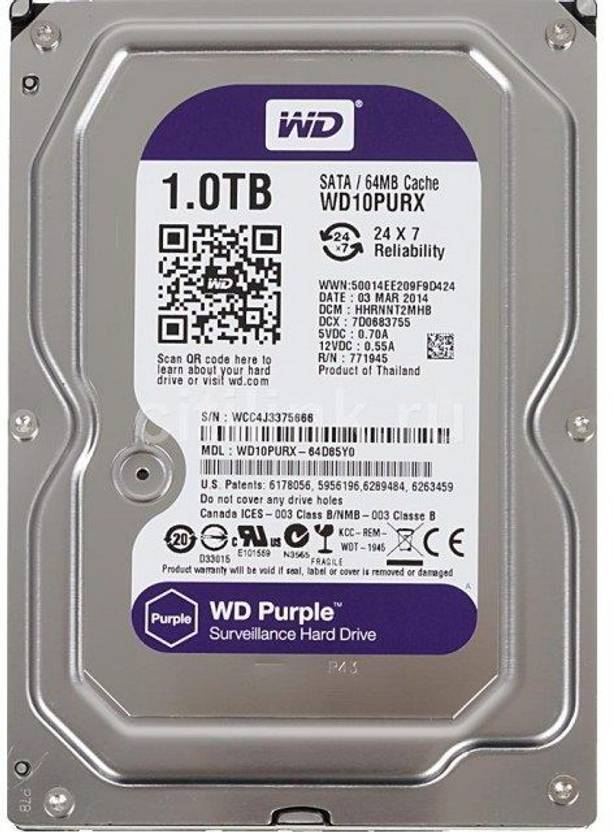 WD Purple 1 TB Surveillance Systems Internal Hard Disk Drive (HDD) (WD10PURX-64E5Y0) - WD ...