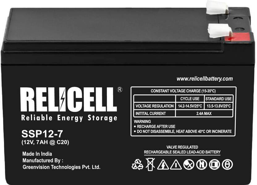 RELICELL 12V, 7Ah SMF Battery for UPS Price in India - Buy RELICELL 12V ...