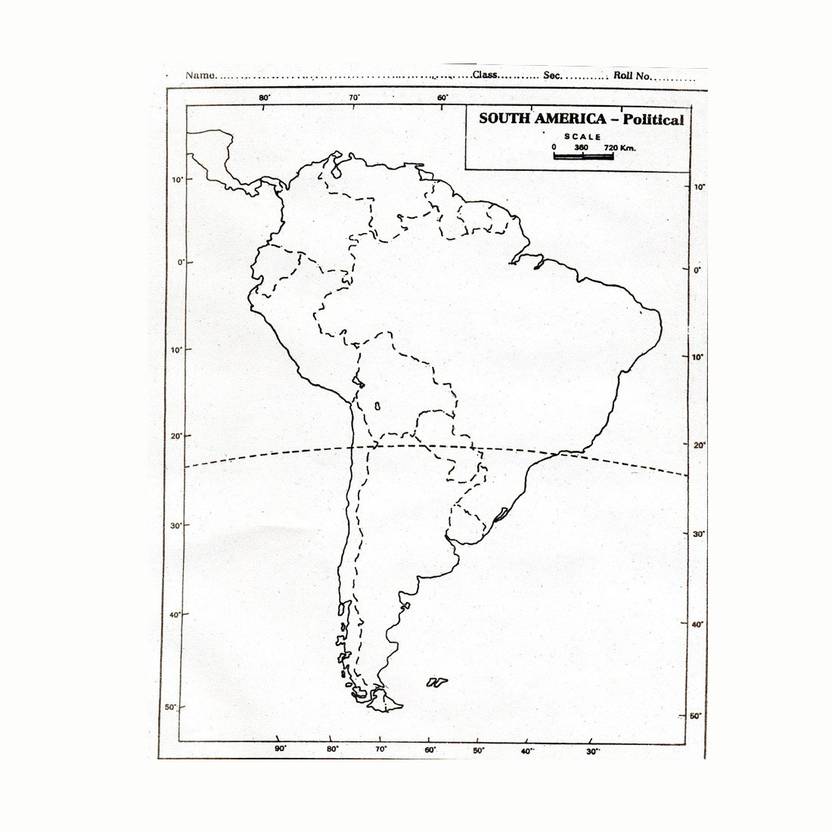 Flipkart.com | CRAFTWAFT POLITICAL MAP OF SOUTH AMERICA BLANK A4 67 gsm ...