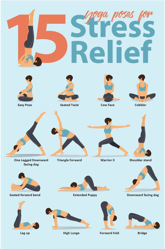 Poster Yoga Poses for Stress Relief 12x18 inches Fine Art Print ...