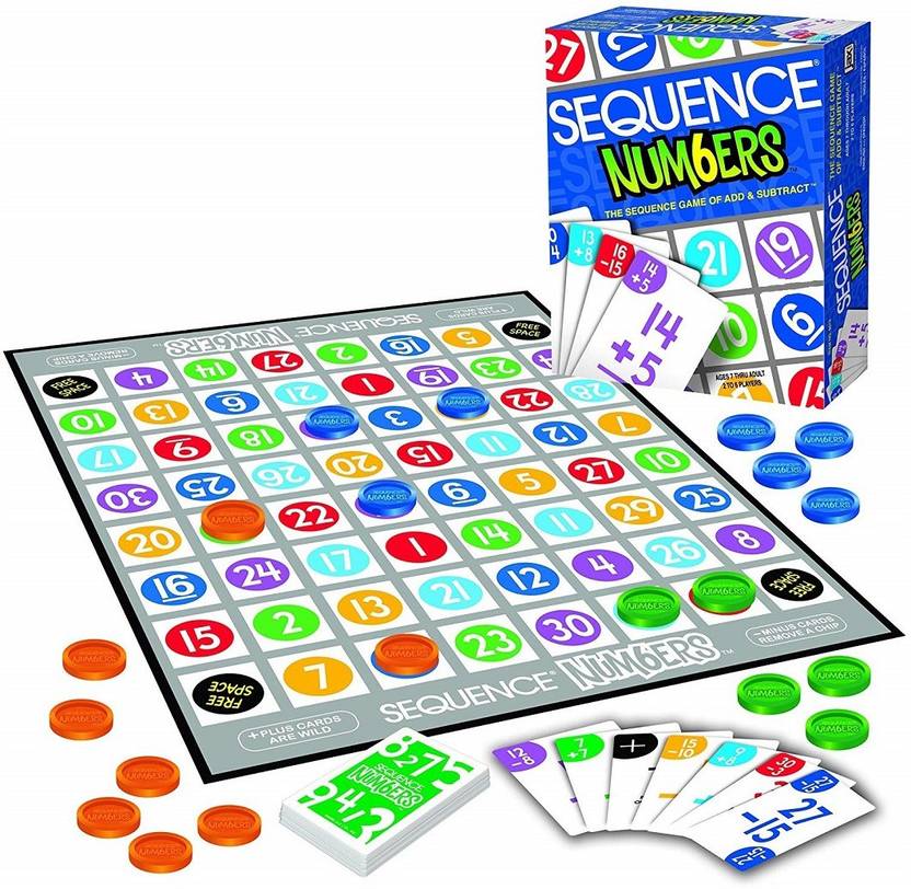EMOB Numbers Math Learning Sequence Board Game with Playing Cards and ...