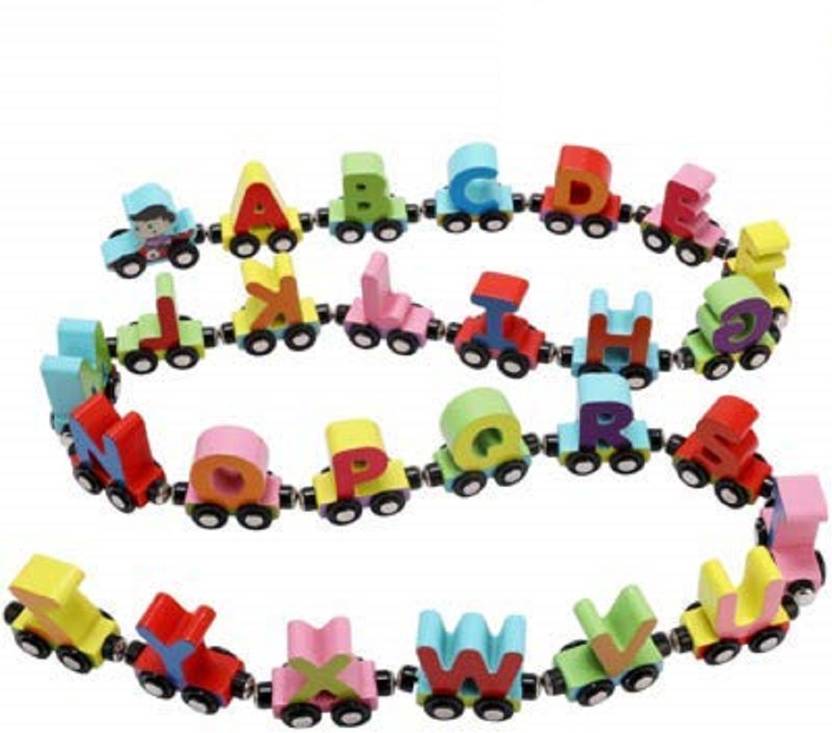 FunBlast Wooden Magnetic Alphabet Colorful Train | Educational Learning ...