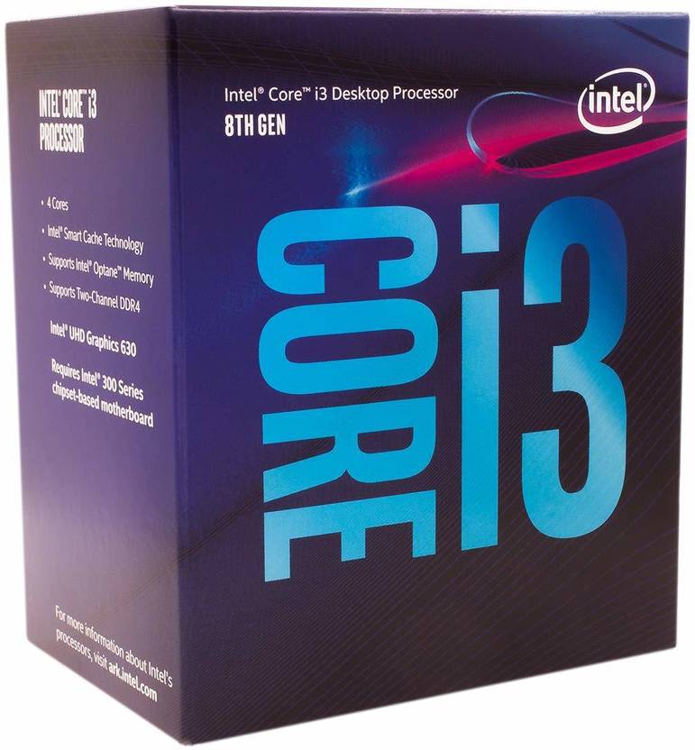 Intel i3-8100 3.6 GHz Upto 3.6 GHz LGA 1151 Socket 4 Cores 4 Threads 6 MB Smart Cache 128 kB L2 ...