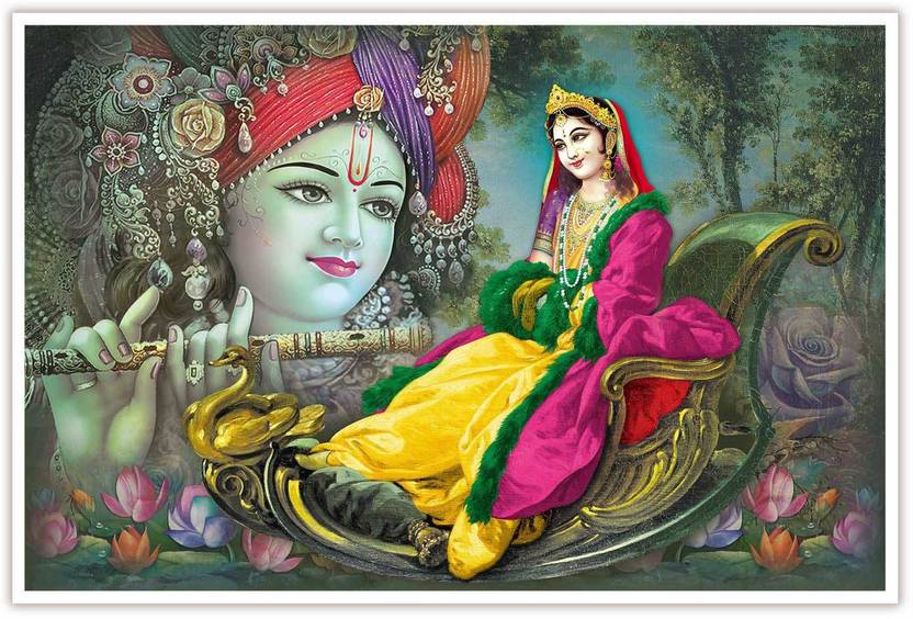 Beautiful Radha Rani With Lord Krishna Paper Poster Paper Print ...