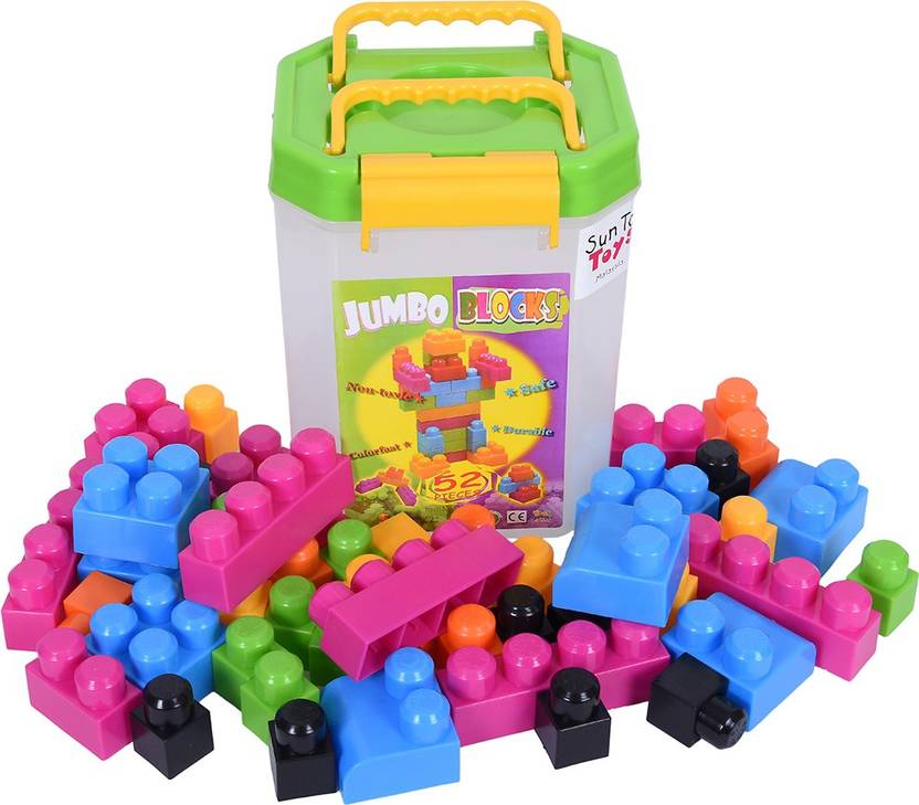 Sunta Jumbo Plastic Blocks - 52pcs (In Plastic reusable container ...