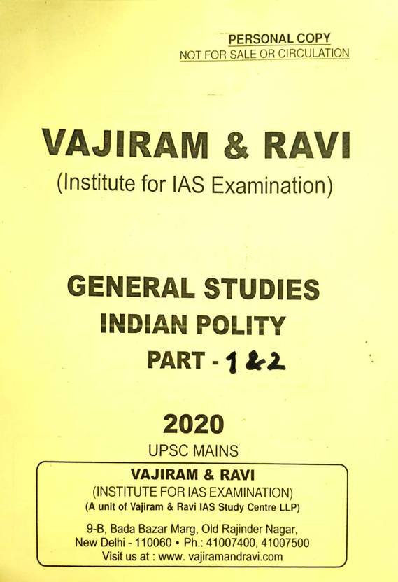 Vajiram & Ravi - Indian Polity Part 1 & 2 [printed Notes] - 2020 Yellow ...
