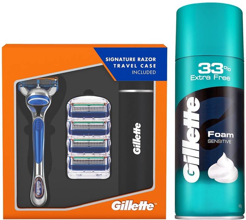 Gillette Fusion Razor Plus Carts 4s Sensitive Foam 418 g - Price in ...