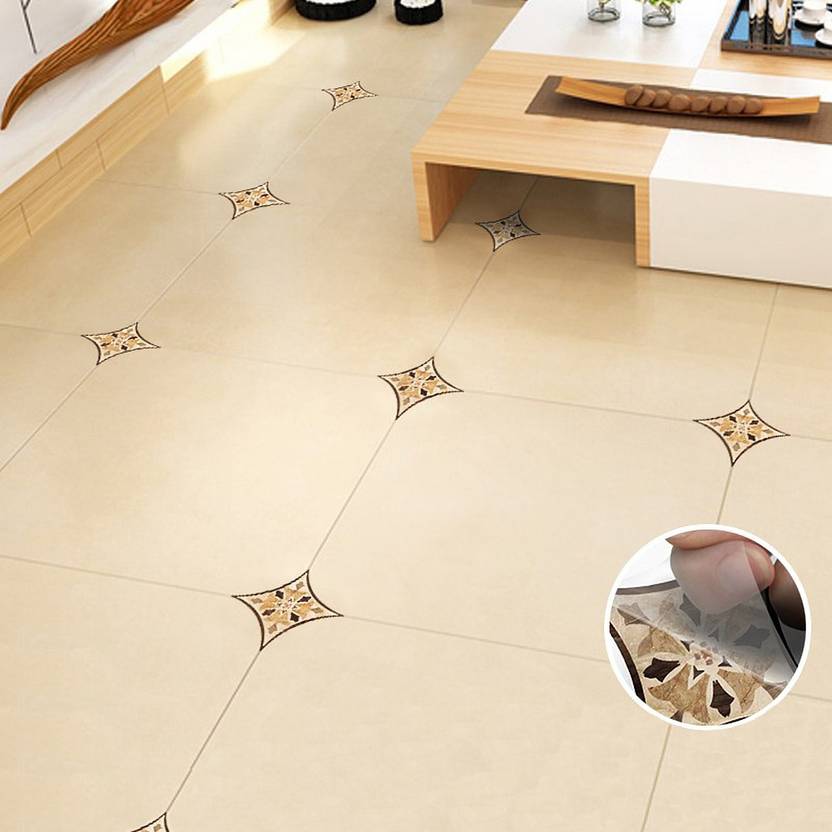 Ampire 8 cm Floor Stickers Tiles Self-Adhesive Waterproof Scratch Proof ...