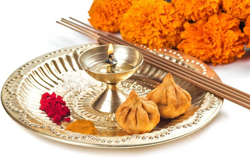 KD pujja thali modak Sticker Poster|hindu gods poster|Ganesh poster ...