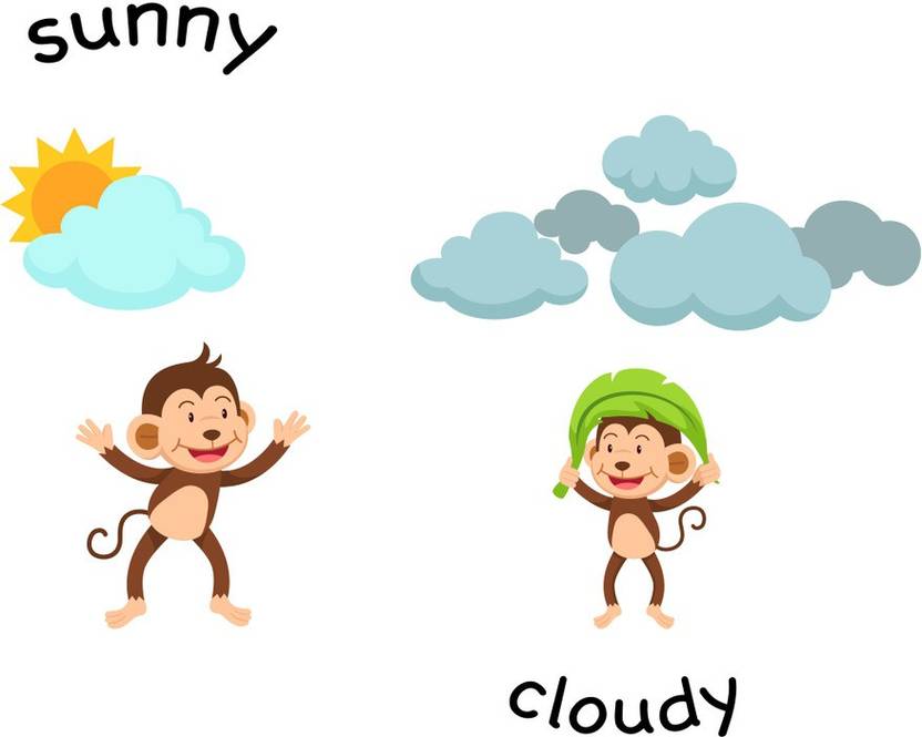 difference between sunny and cloudy Sticker Poster|Kids learnig poster ...