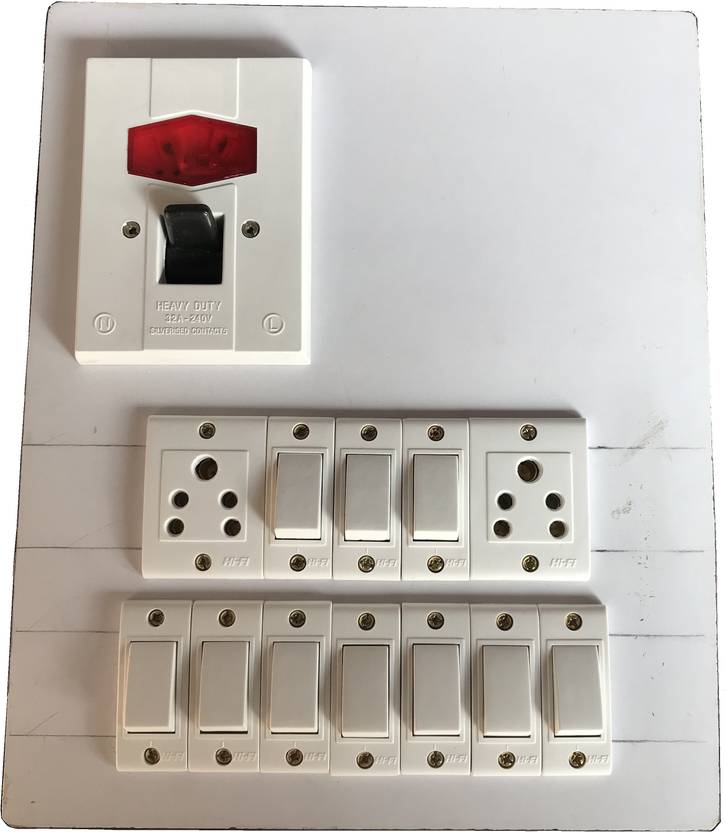 Tinax Wooden (10 Switches,2 Sockets & 1 Dp) 6 A One Way Electrical ...